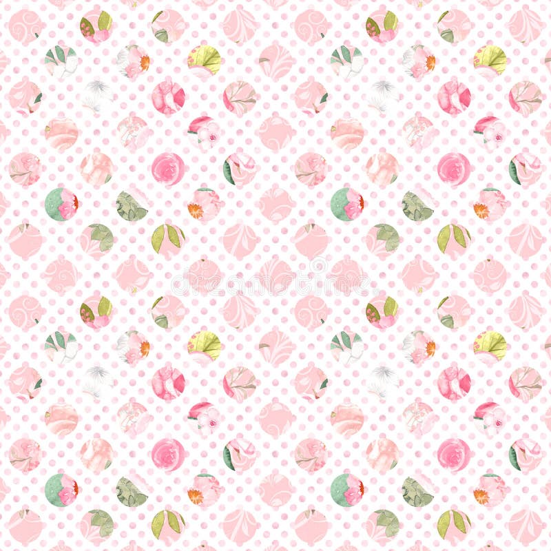 Abstract Light Pink Peach Paper with Pink Flower and Green Leaf Texture ...