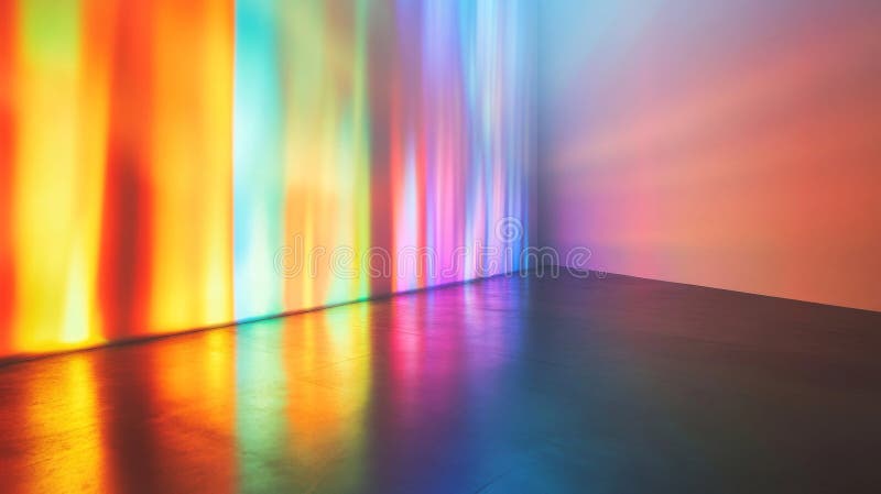 Abstract Light Projection on a White Wall with Reflected Colors on a ...