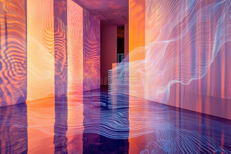 Abstract Light Projections on Walls and Floor Stock Illustration ...
