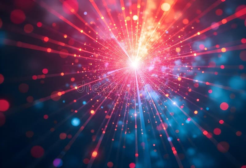 Abstract Light Rays and Particles Exploding from Bright Center Stock ...