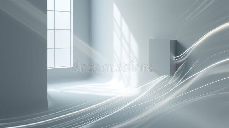 Abstract Light Rays and White Square on Wall. Generative Ai Stock ...