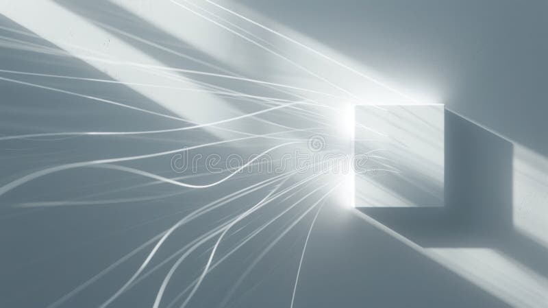 Abstract Light Rays and White Square on Wall. Generative Ai Stock ...