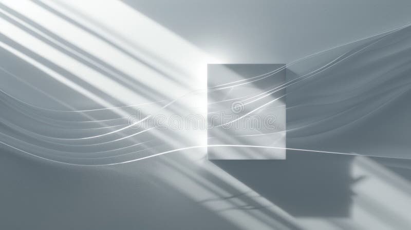 Abstract Light Rays and White Square on Wall. Generative Ai Stock ...