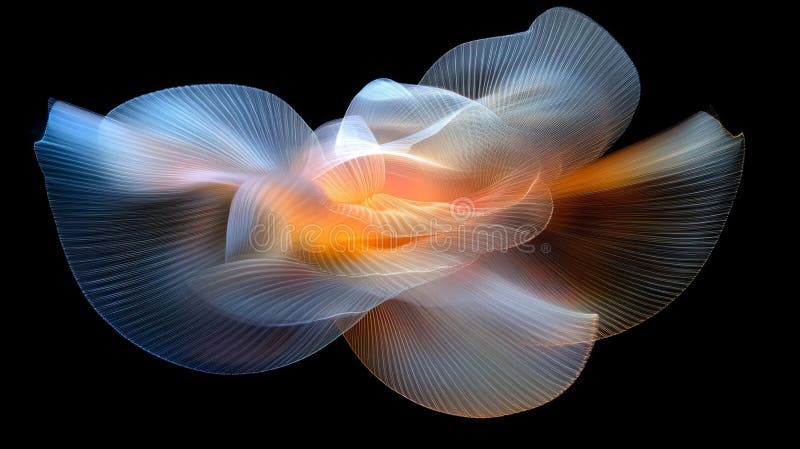 Abstract Light Sculpture Illuminated Waves Flowing Design Stock ...