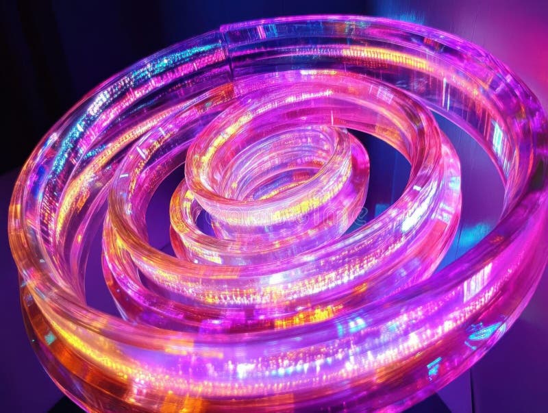 Abstract Light Sculpture, Swirling Neon Rings Stock Illustration ...