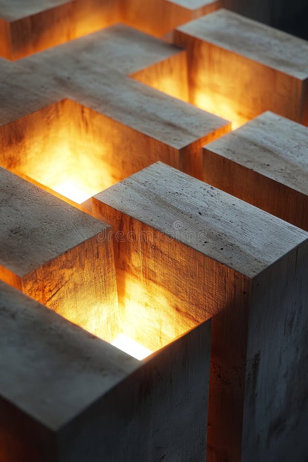 Abstract Light and Shadow Interaction with Wooden Blocks Design Stock ...