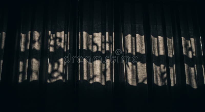Abstract Light and Shadow Patterns on Dark Curtains Stock Illustration ...