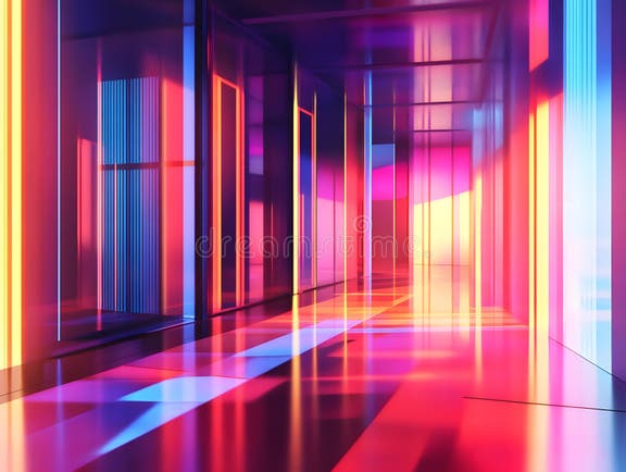 Abstract Light and Shadow Patterns in Futuristic Neon Stock ...