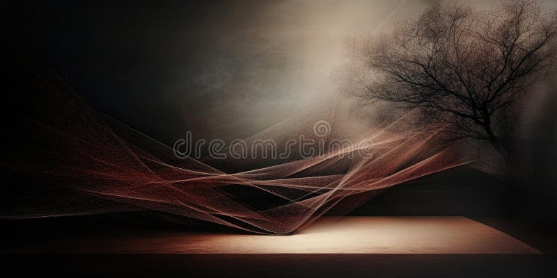 Abstract Light and Shadow with Tree Silhouette in a Dimly Lit Room ...