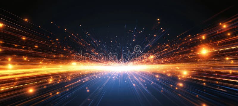 Abstract Light Speed Background with Glowing Lines, Rays, and Particles ...