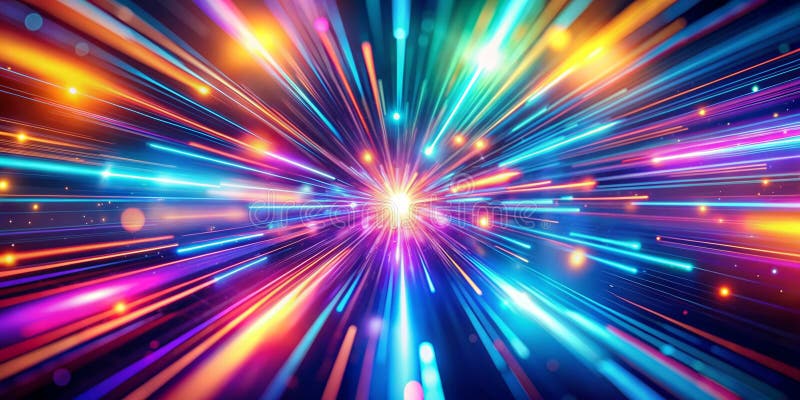 Abstract Light Speed Blurred Neon Background AI Generative Stock ...