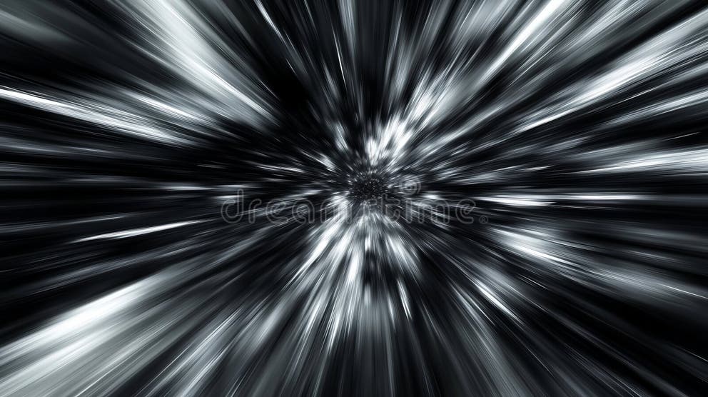 Abstract Light Speed Effect with Dynamic Motion Blur, Black and White ...