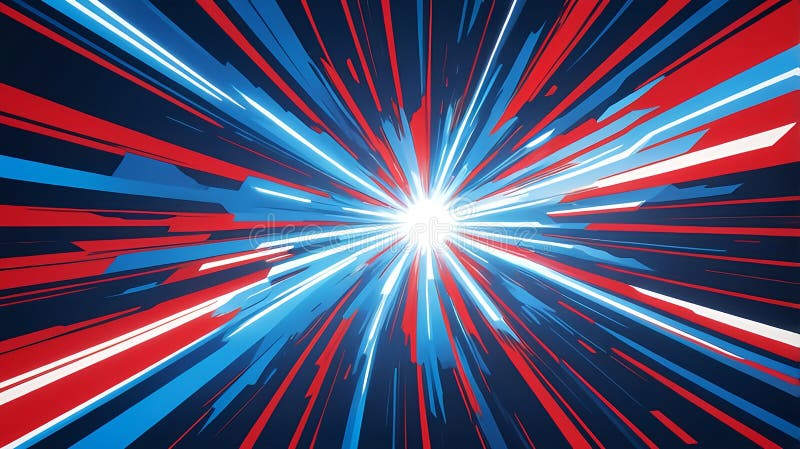 Abstract Light Speed Motion with Red and Blue Rays Stock Illustration ...