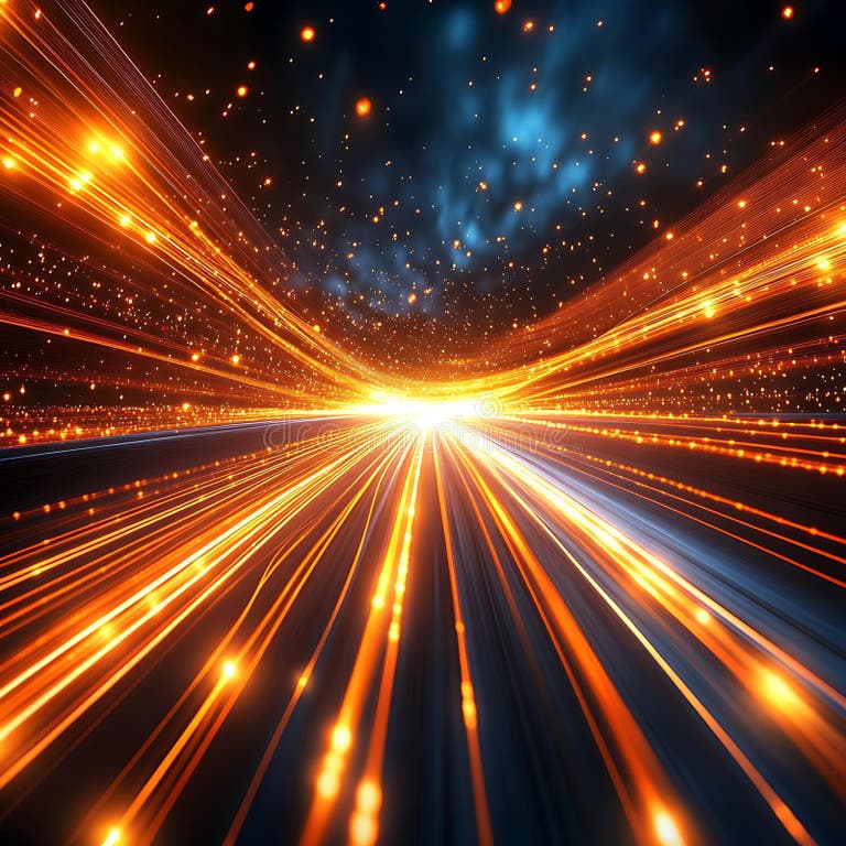 Abstract Light Speed Pathway Generated Using AI. Stock Illustration ...