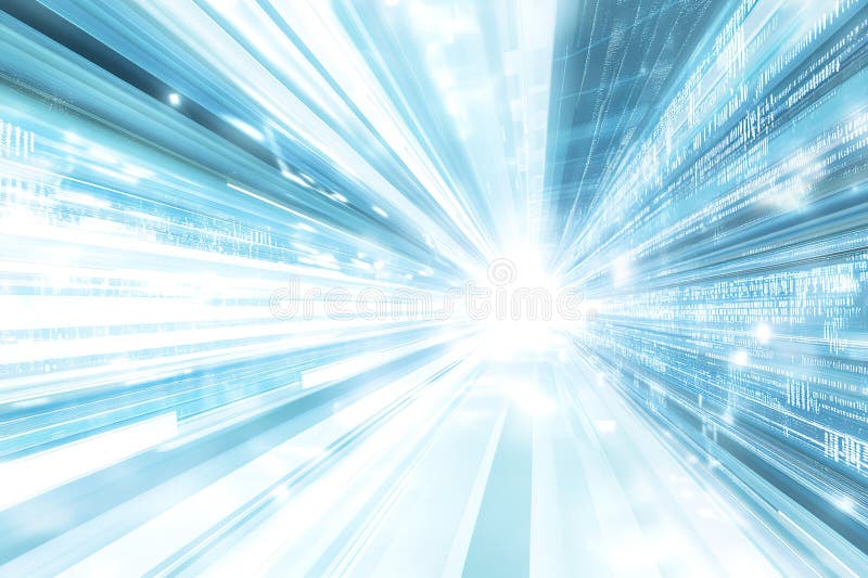Abstract Light Speed Tunnel, White Glowing Core, Acceleration Effect ...