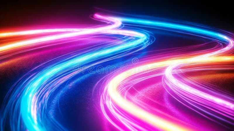 Abstract Light Streaks with Neon Color Palette on Dark Backdrop for ...