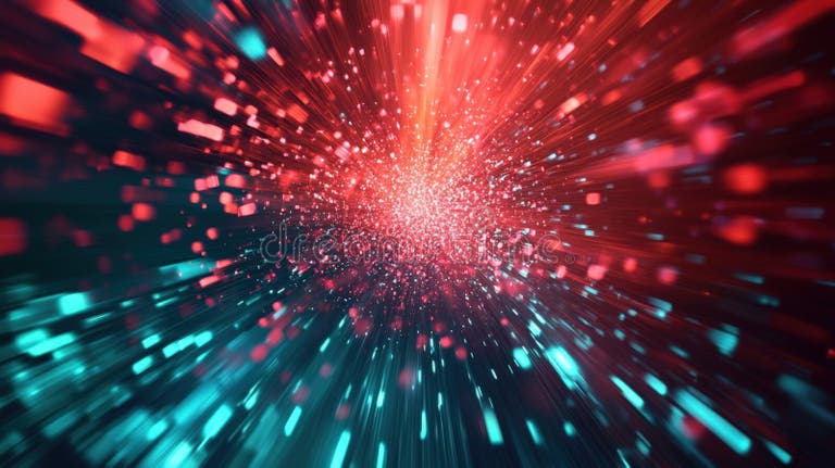 Abstract Light Streaks and Particles Radiating from Central Point Stock ...