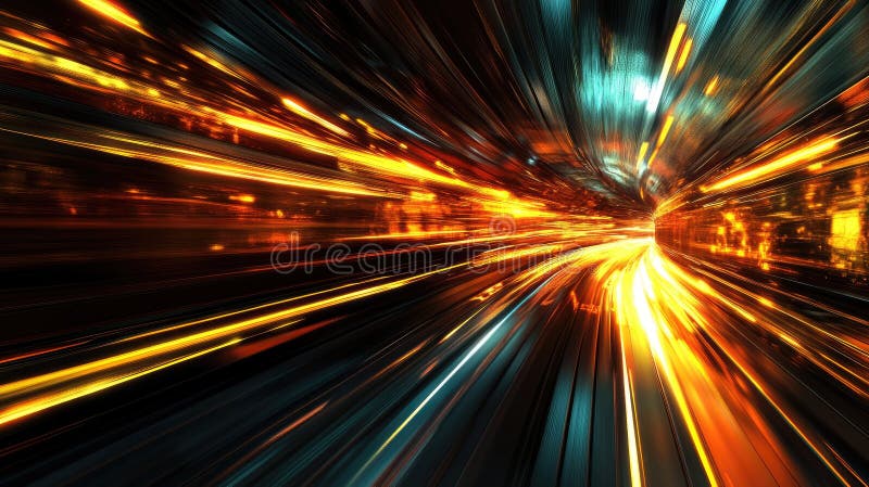 Abstract Light Streaks with Speed and Motion Blur in Tunnel Stock ...