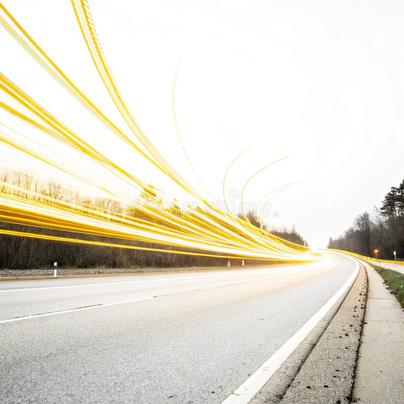 Abstract Yellow Light Streaks Isolated on White Background Stock ...