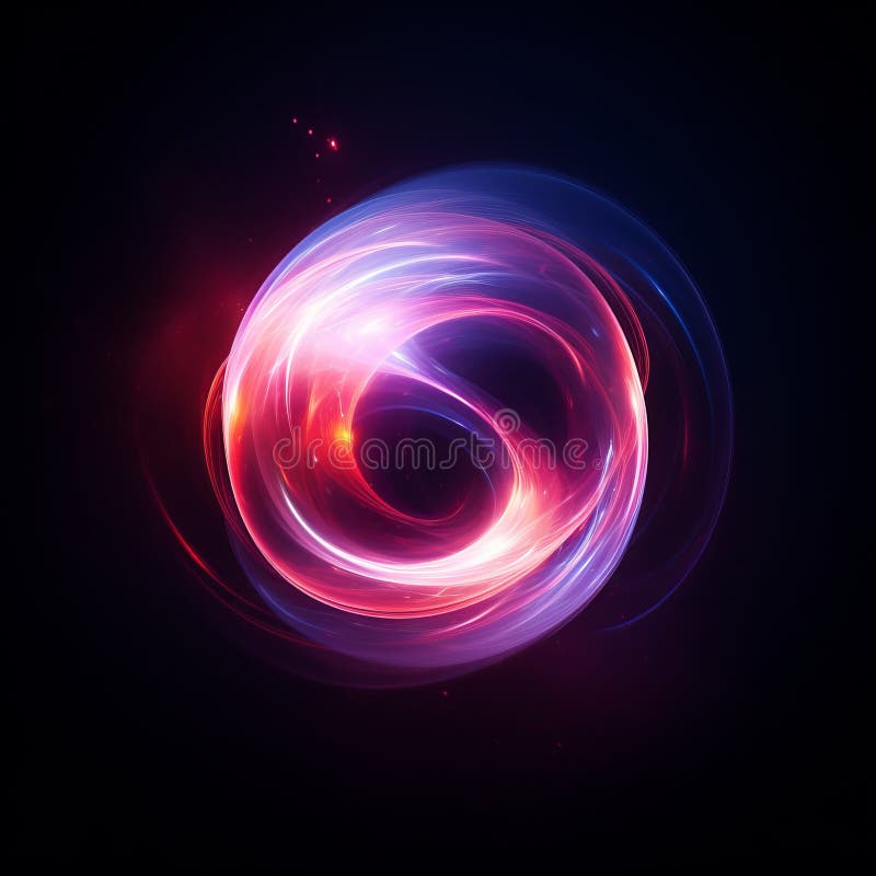 Abstract Light Swirl on Black Background with Red and Blue Lights Stock ...