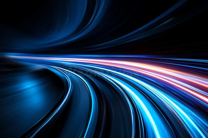 Abstract Light Trails in Blue and Pink Hues on a Dark Background Stock ...