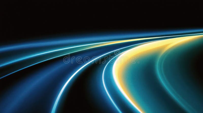 Abstract Light Trails in Blue and Yellow Against a Dark Background ...