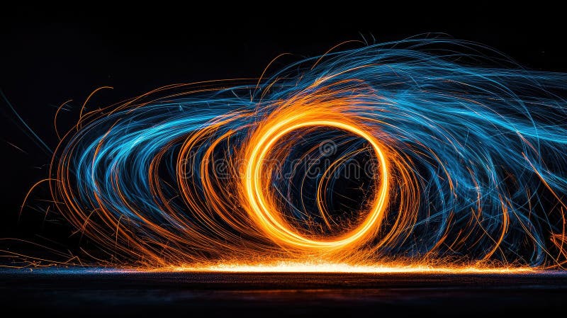 Abstract Light Trails Creating a Glowing Circle on a Dark Background ...