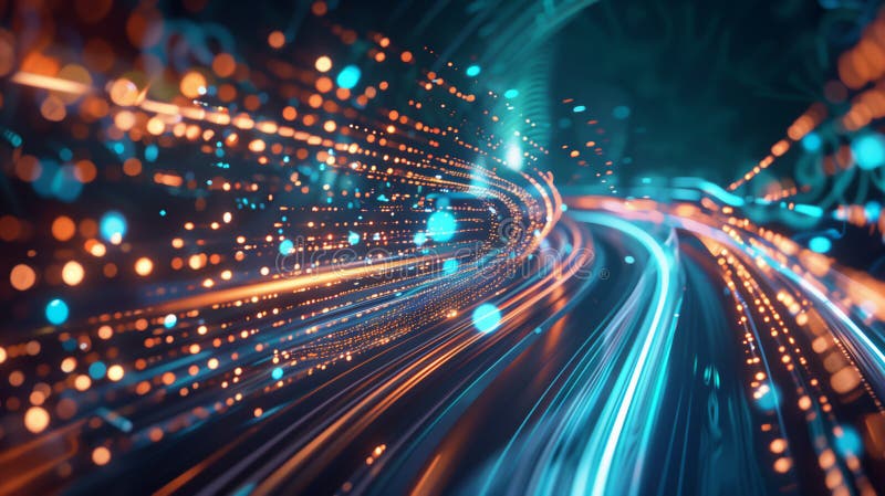 Abstract Light Trails Curve Distortion Background. High Speed Stock ...