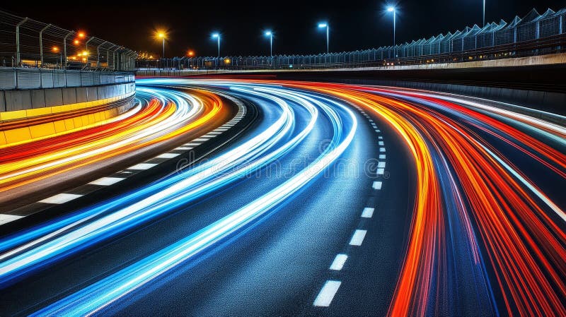 Abstract Light Trails, Curved Paths, Sense of Speed, Movement. Suitable ...