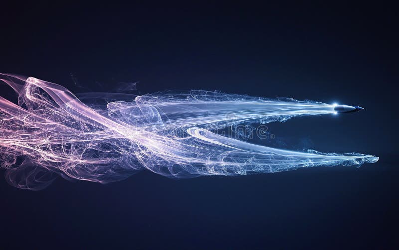 Abstract Light Trails Depicting a Sleek Pen Moving Rapidly through a ...