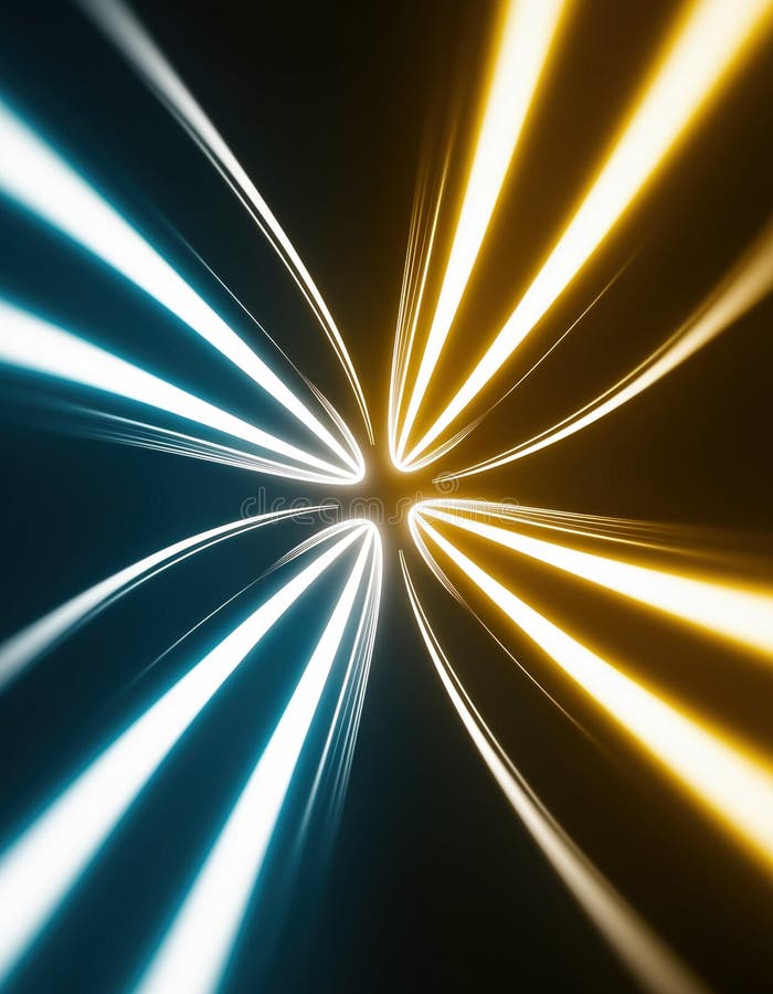 Abstract Light Trails: Dynamic Gold Teal Energy Beams Stock ...