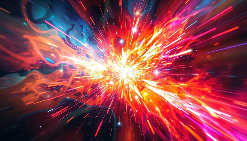 Abstract Light Trails Explosion, Dynamic Energy, Vibrant Motion, Digital Art, Stock Photo ...