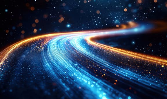 Abstract Light Trails with Sparkling Particles Creating Dynamic Motion ...