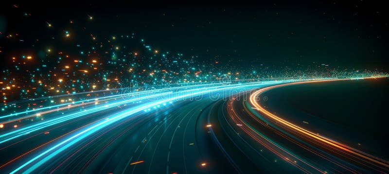 Abstract Light Trails and Starry Sky, a Fusion of Technology and Nature ...