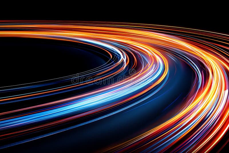 Abstract Light Trails Swirling in a Circular Motion Night Photography ...