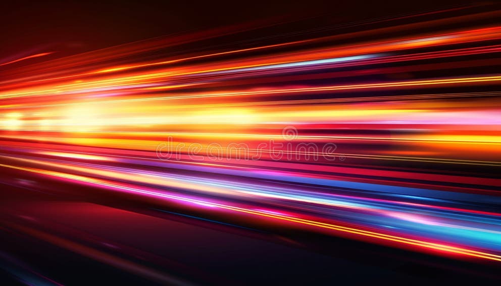 Abstract Light Trails of Traffic, Long Exposure of Fast Moving Objects ...