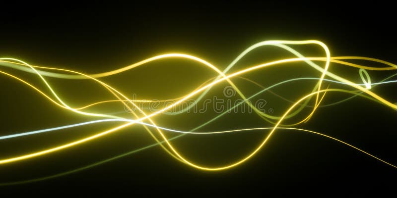Abstract Light Trails in Yellow and Green Stock Illustration ...