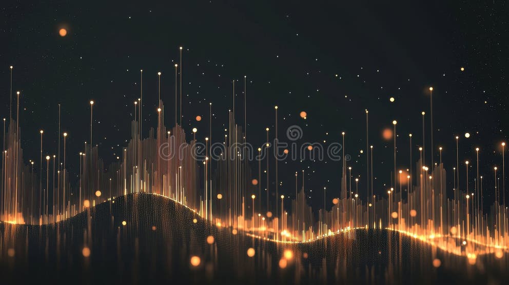 Abstract Light Wave Background with Particles and Sparkling Effects ...