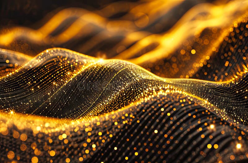 Abstract Light Wave and Black Background Gold Rippl Stock Image - Image ...