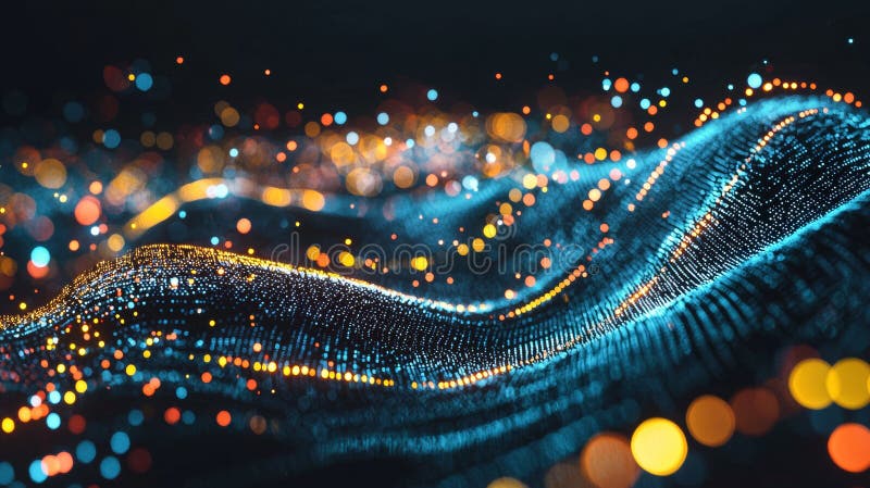 Abstract Light Wave with Colorful Bokeh on Dark Background Stock Photo ...