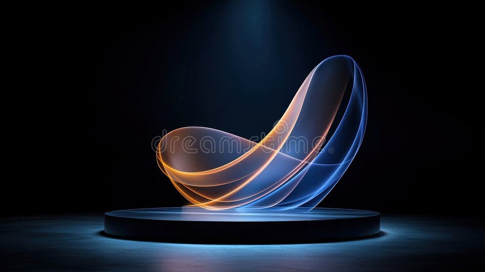 Abstract Light Wave Design on a Pedestal with Dark Background and ...