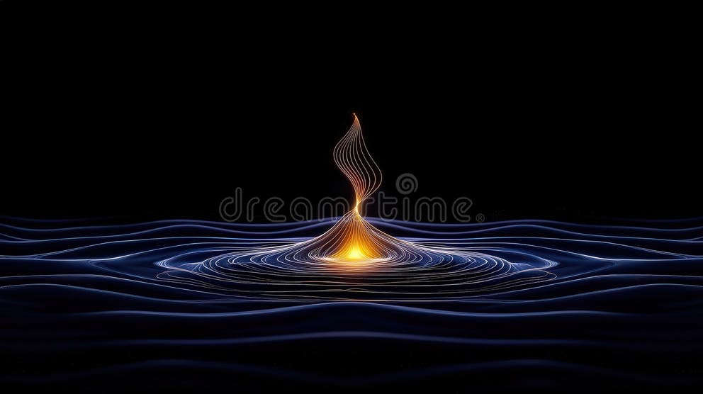 Abstract Light Wave Motion with Ethereal Glow on Black Background Stock ...