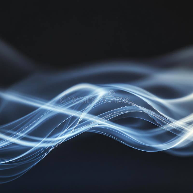 Abstract Light Waves with Blue and Glowing Dynamic Curves. Stock Photo ...