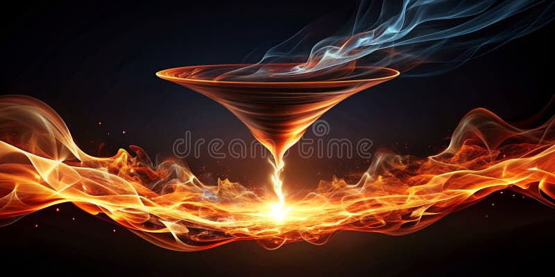 Abstract Light Waves on a Dark Background Funnel of Fire AI-Created ...