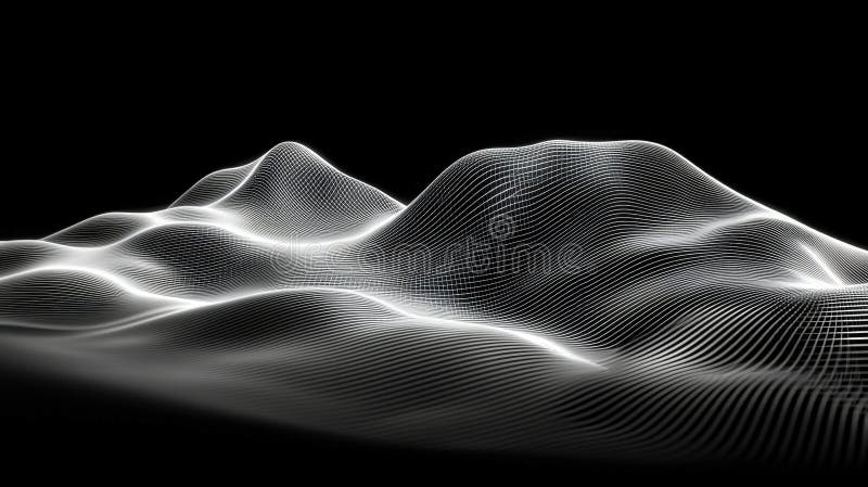 Abstract Light Waves in a Dark Space Representing Digital Landscape and ...