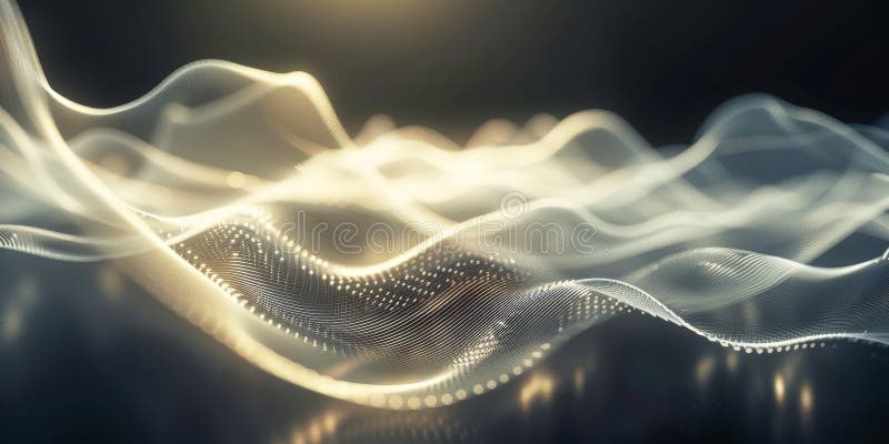 Abstract Light Waves Futuristic Flowing Lines on a Dark Background with ...