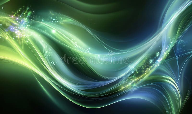 Abstract Light Waves with Glowing Particles, Vibrant Colors, Smooth ...