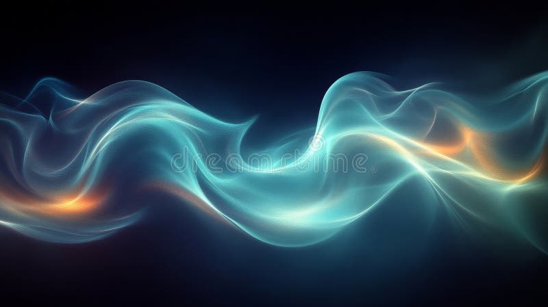 Abstract Light Waves in Motion Flowing Across Dark Background, Digital ...