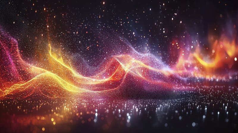 Abstract Light Waves and Particle Effects Stock Illustration ...