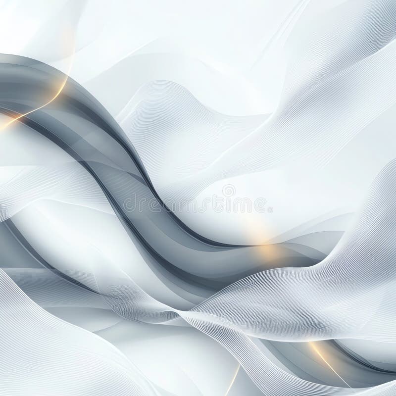 Abstract Light White and Gray Wave Pattern with Subtle Gold Highlights ...